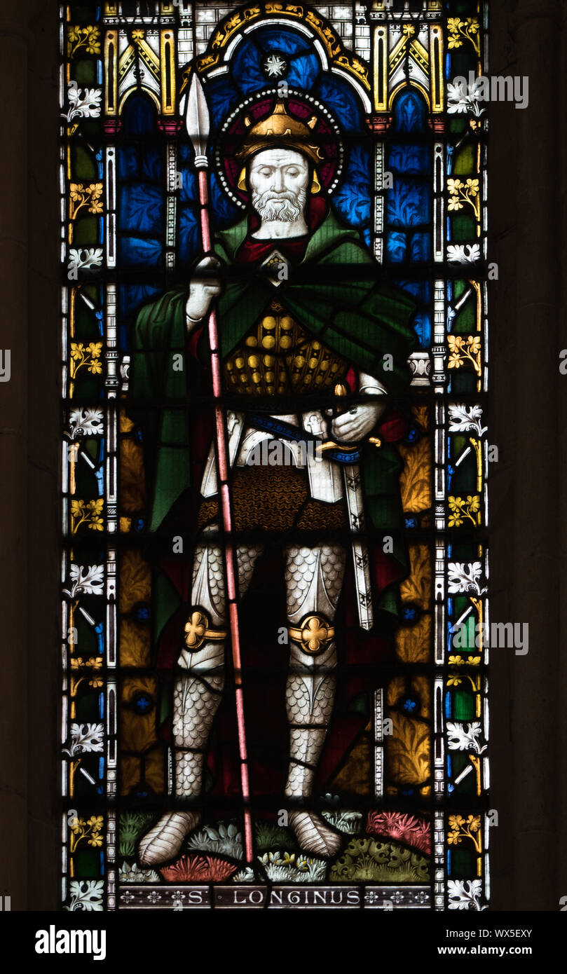 Stained glass church window portrait of Longinus Stock Photo - Alamy