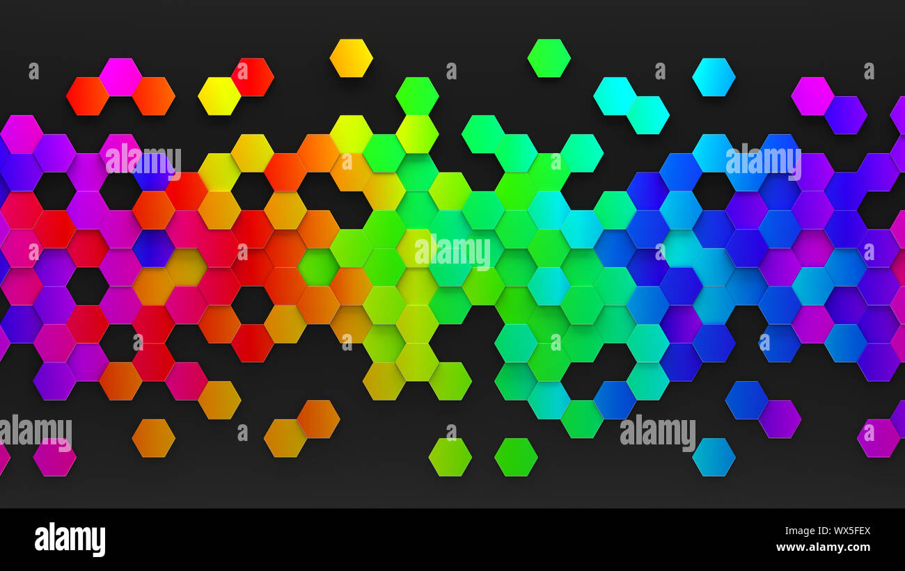 Colorful hexagon wallpaper or background - 3d render Stock Photo - Alamy