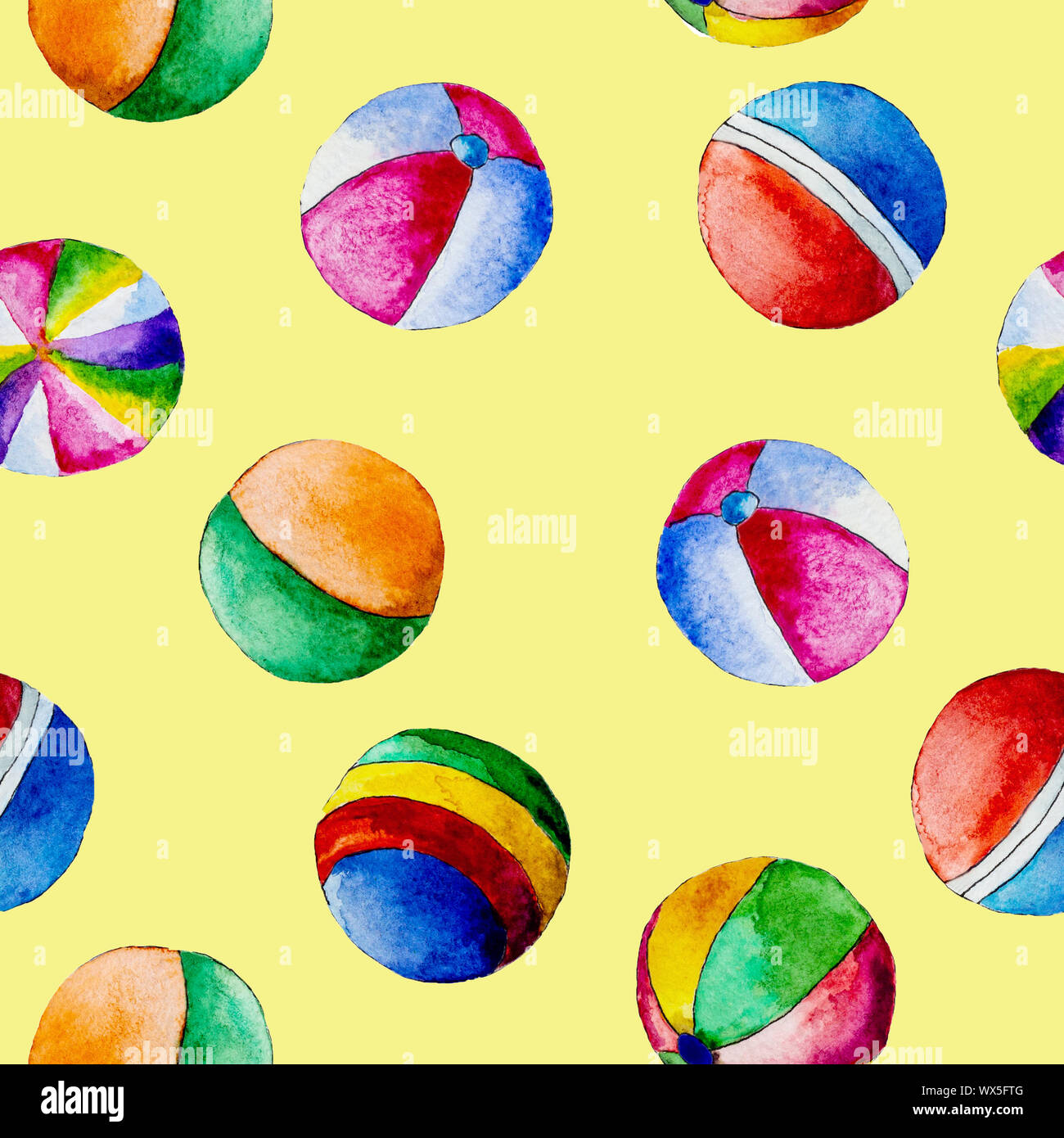 Watercolor seamless pattern with balls Stock Photo - Alamy