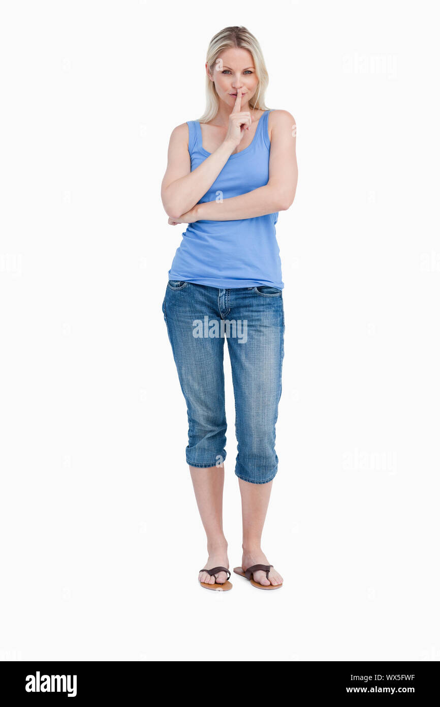 Telling person to be quiet Cut Out Stock Images & Pictures - Alamy