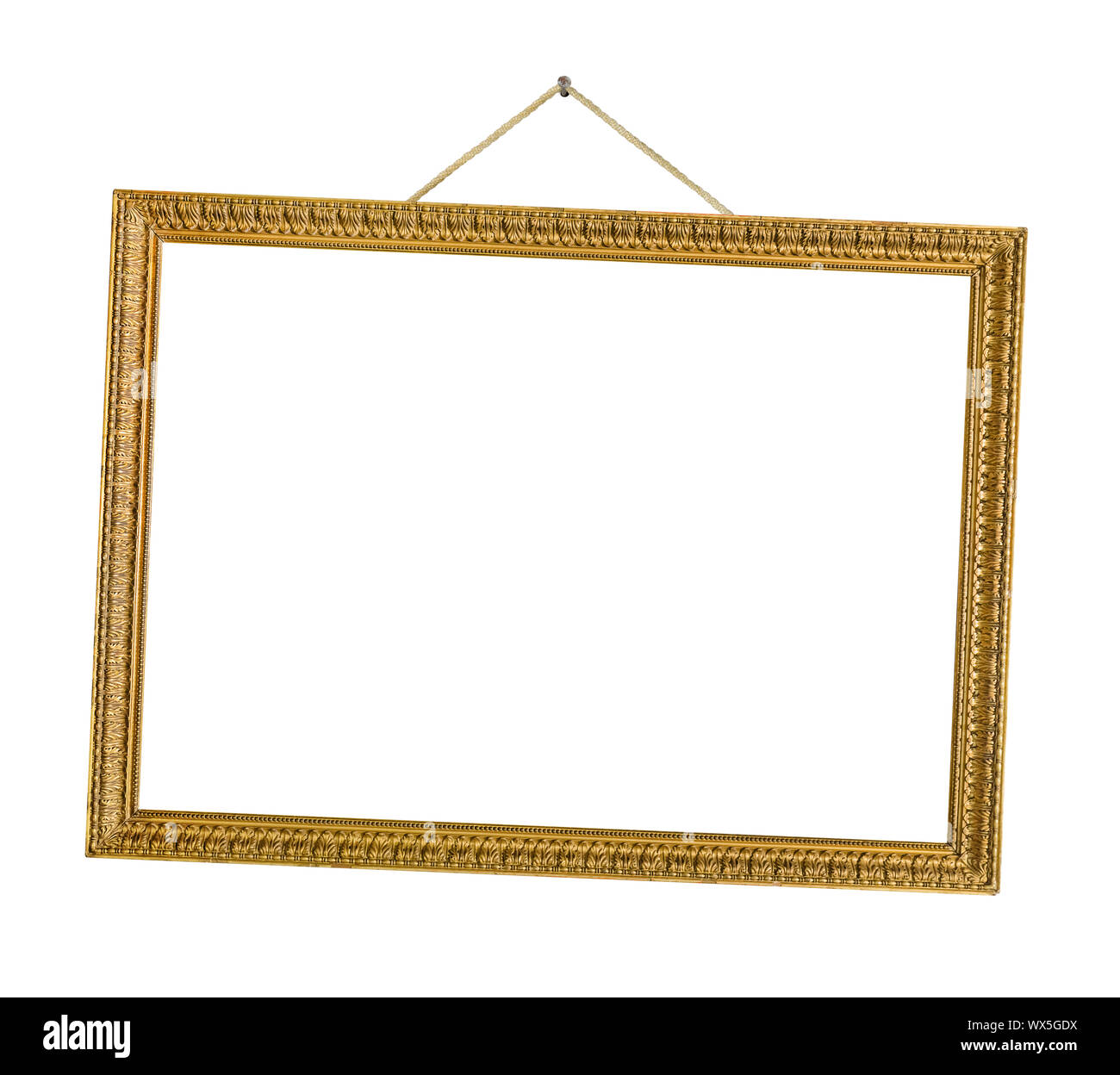 Old wooden picture frame hanging on a rope Stock Photo - Alamy