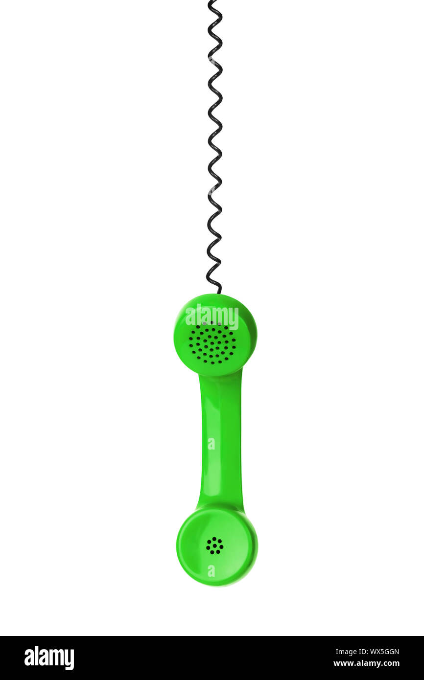 Green phone and cable Stock Photo - Alamy