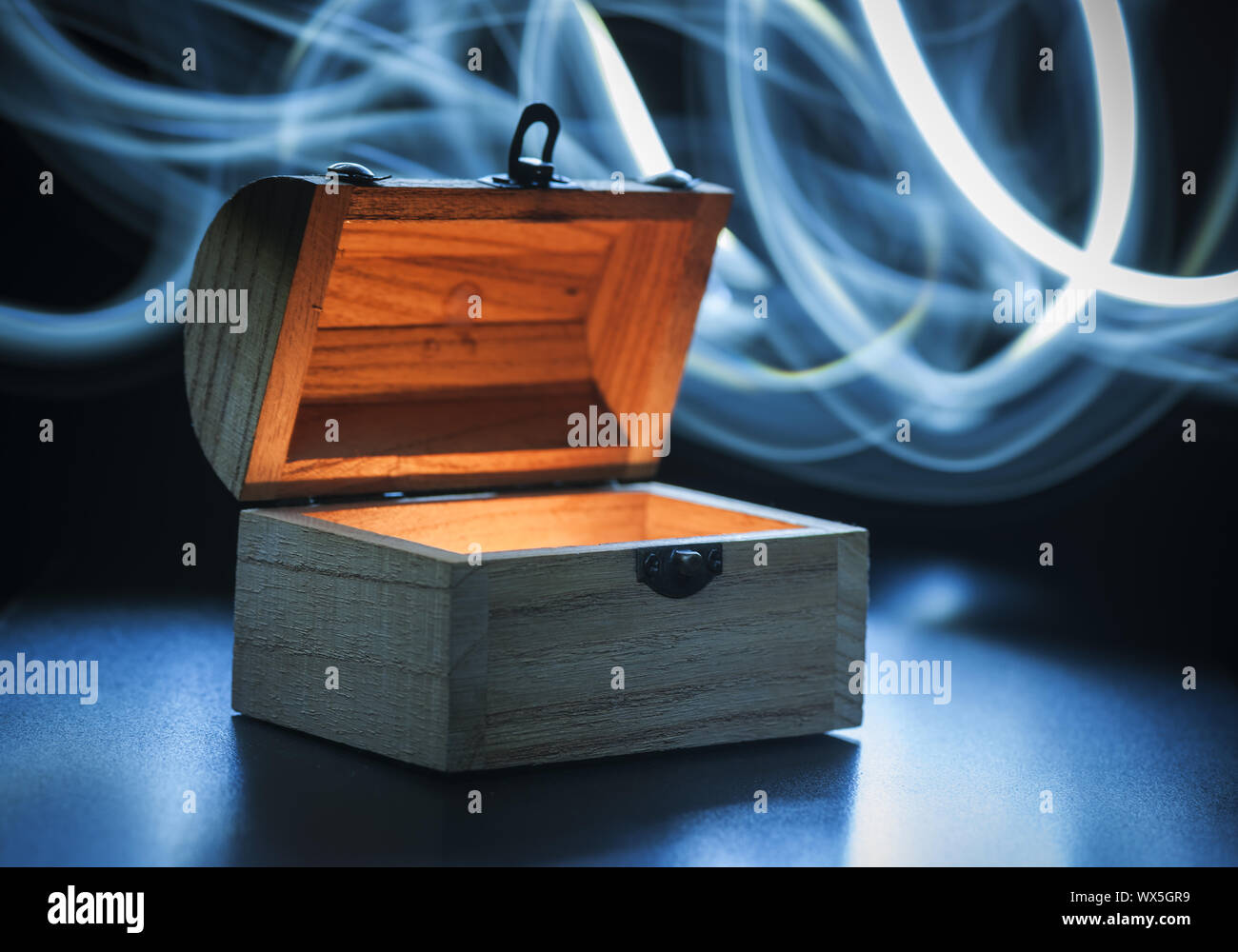 small treasure chest light brushed Stock Photo - Alamy