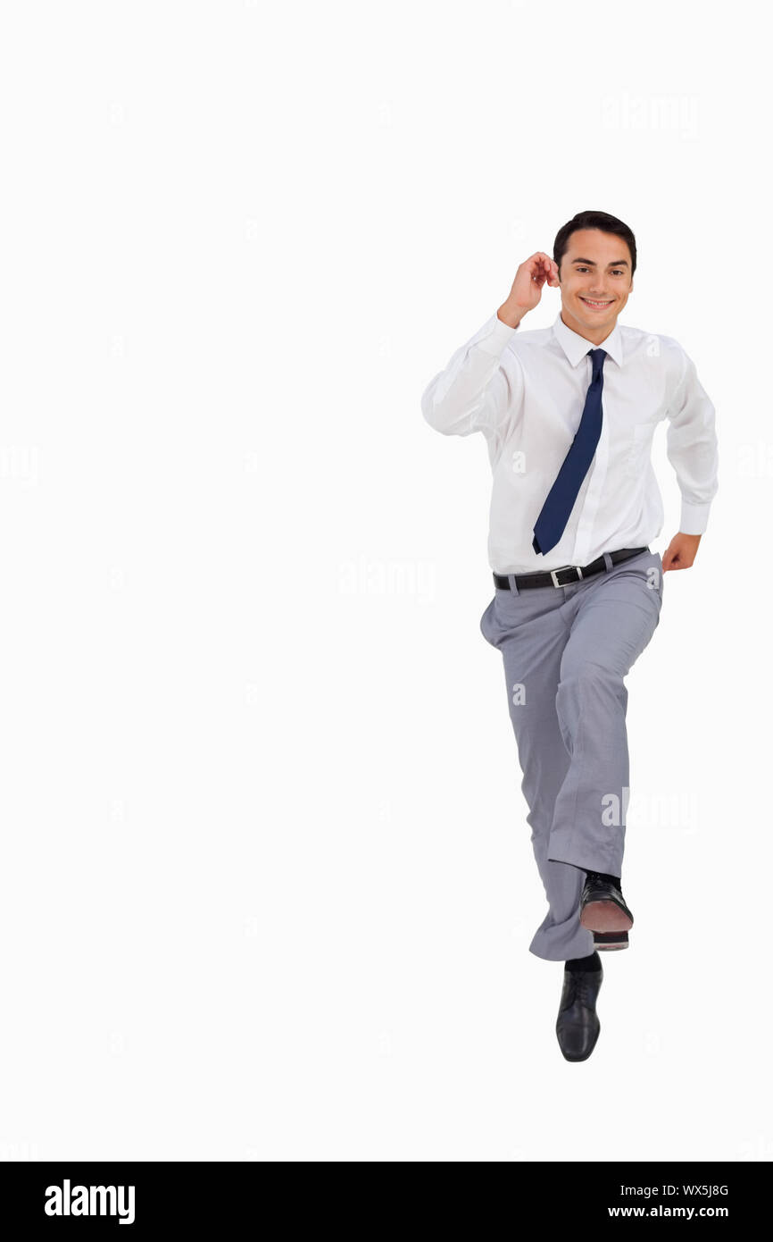 Front view happy businessman raising hi-res stock photography and ...