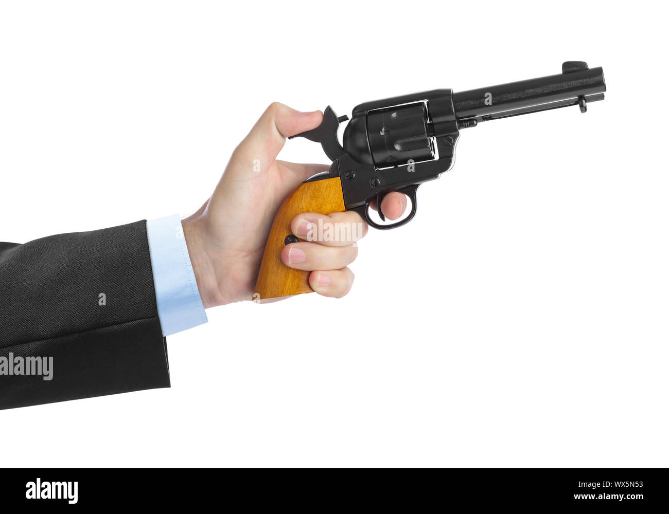 Hand with revolver Stock Photo - Alamy
