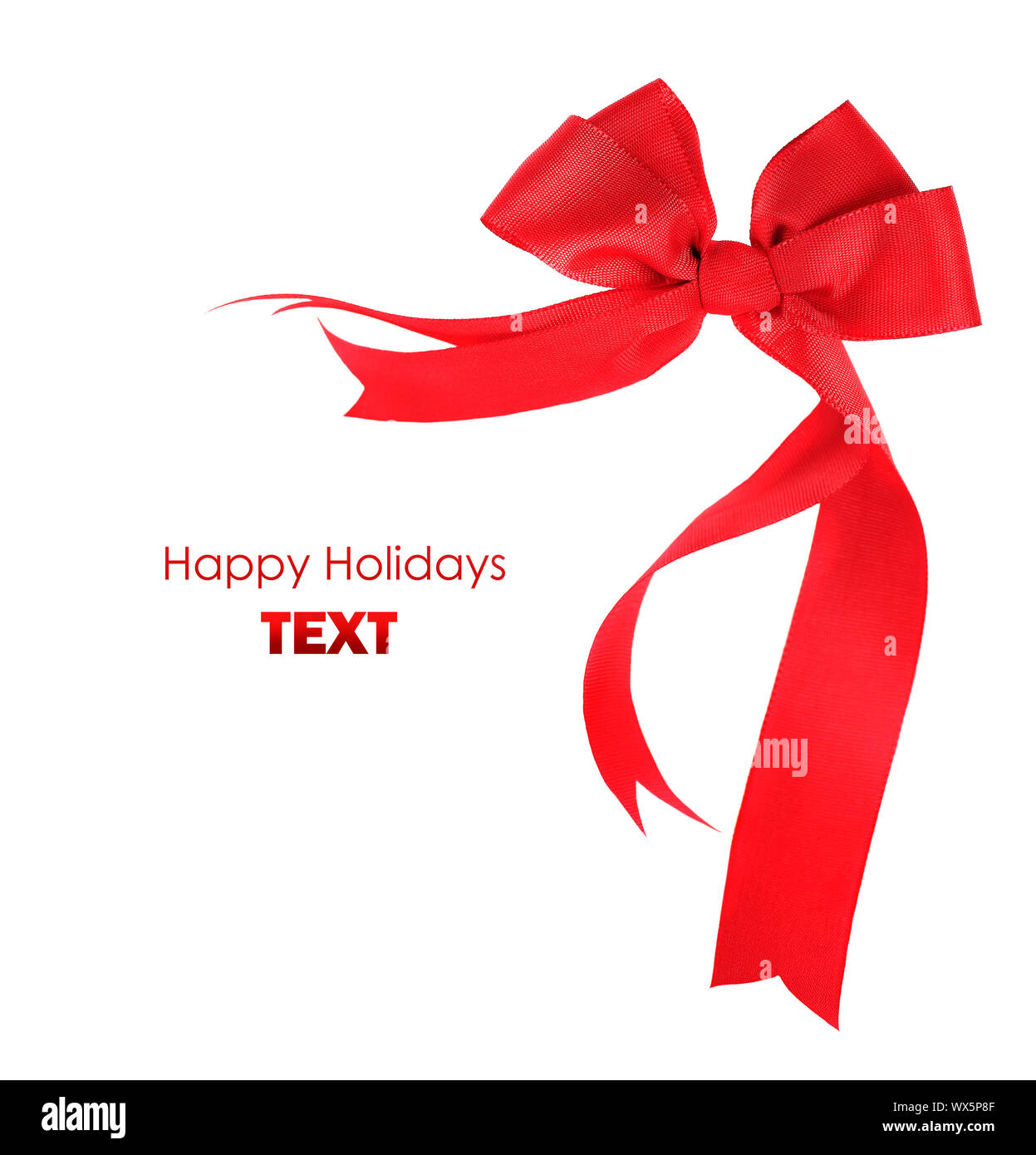 Beautiful red ribbon & bow, holiday border isolated on white background ...