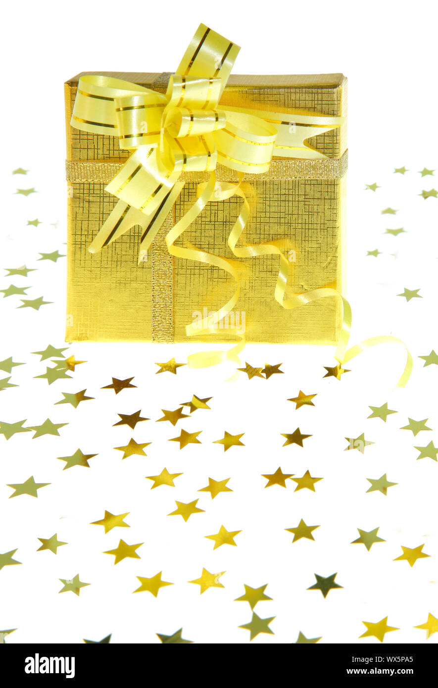 Gift box with stars isolated on white Stock Photo - Alamy