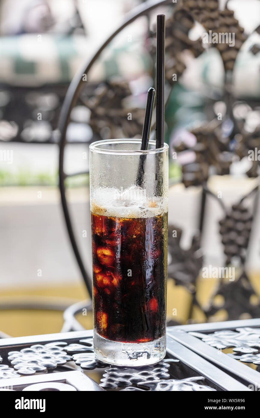 ice coffee in tall glass Stock Photo - Alamy