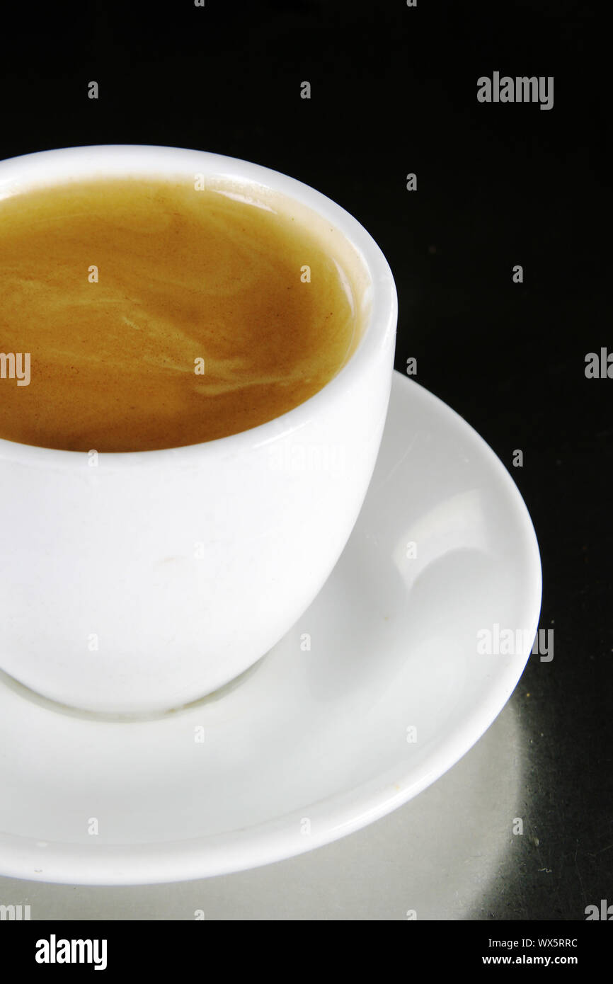Double Americano in a white coffee cup Stock Photo - Alamy