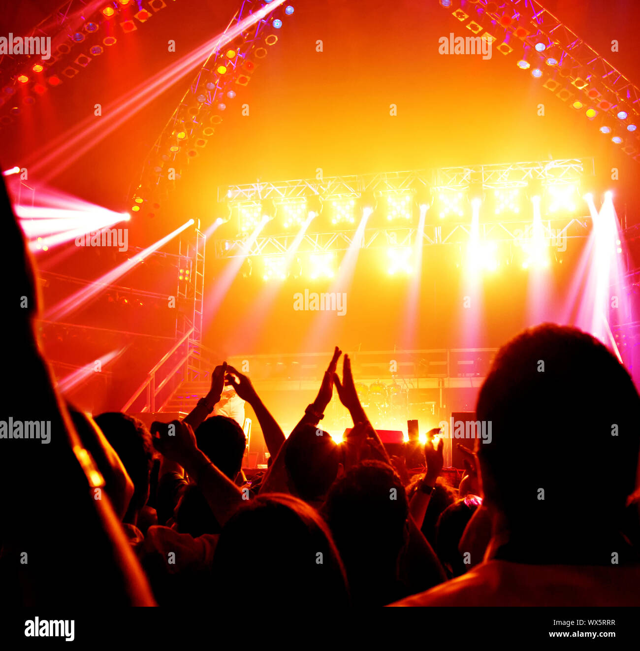 Image of rock concert, active people enjoying party, cheerful teens ...