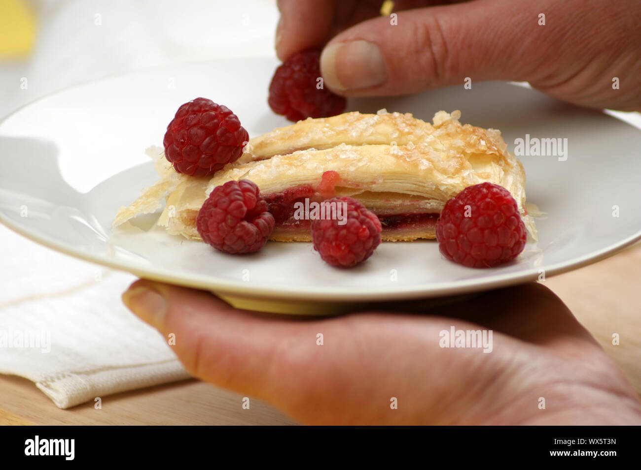 home made fruit strudel with sweet raspberries Stock Photo - Alamy