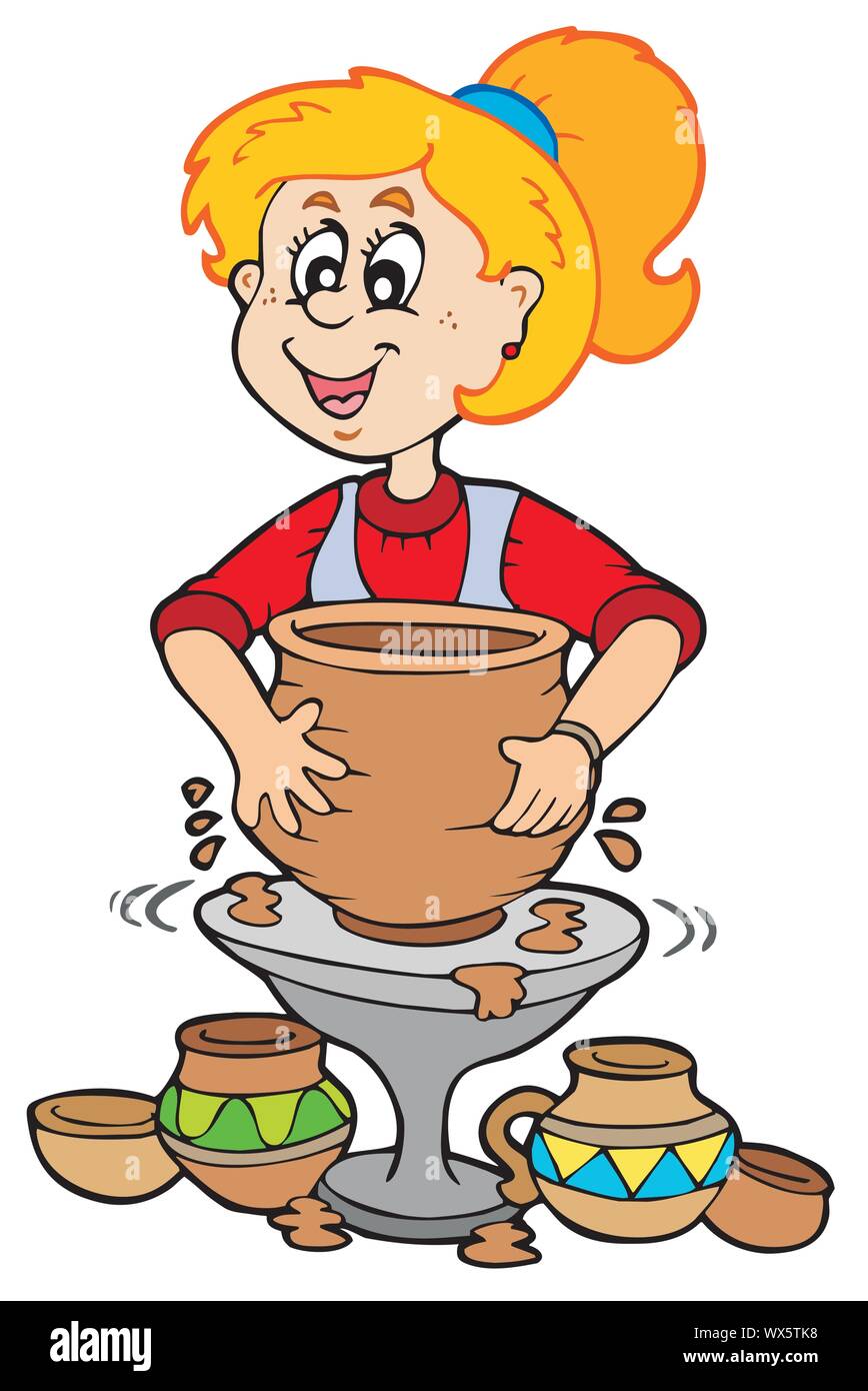 Cartoon pottery girl Stock Vector Image & Art - Alamy