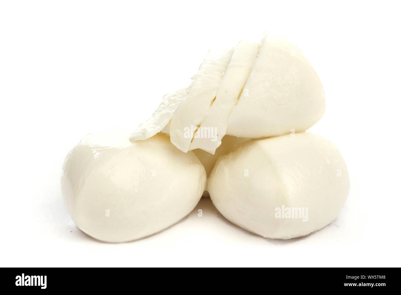 fresh italian mozzarella on white background Stock Photo - Alamy