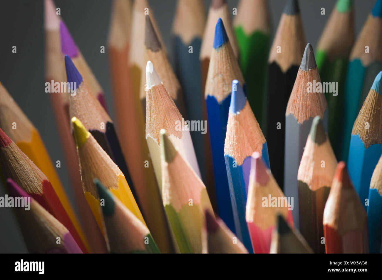 tips of colored pencils vertical Stock Photo - Alamy