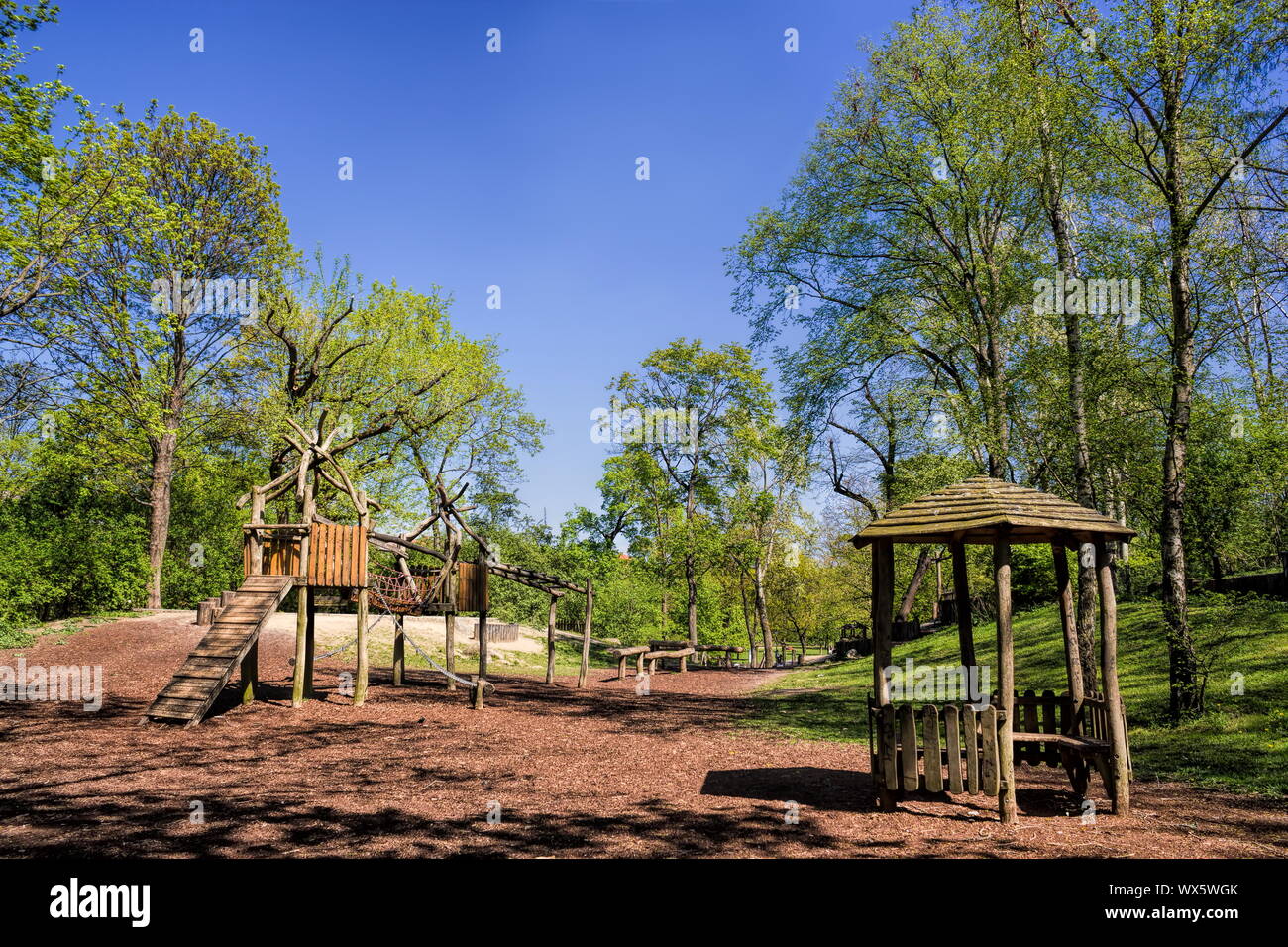 Berlin, wooden playground Stock Photo - Alamy