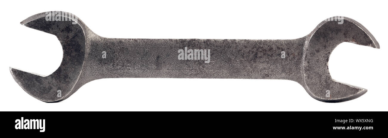 Old rusty stainless steel crescent wrench isolated on white Stock Photo ...