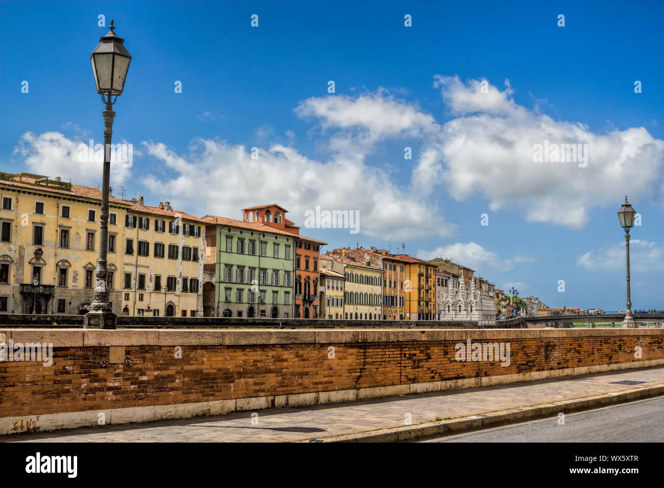 Pisa, shore path at the Arno river Stock Photo - Alamy