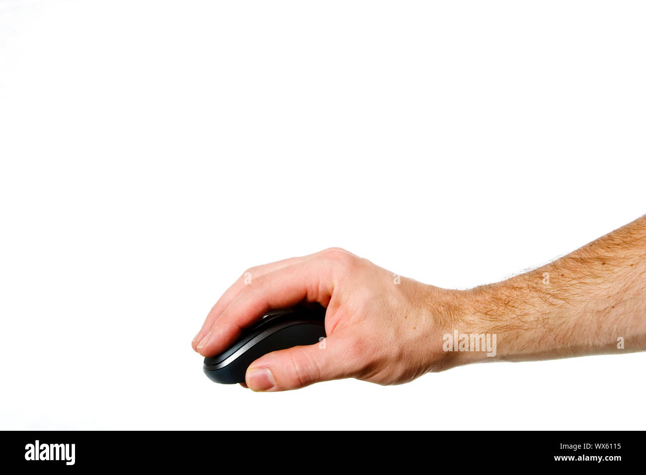 A hand on a computer mouse isolated on white with clipping path Stock ...