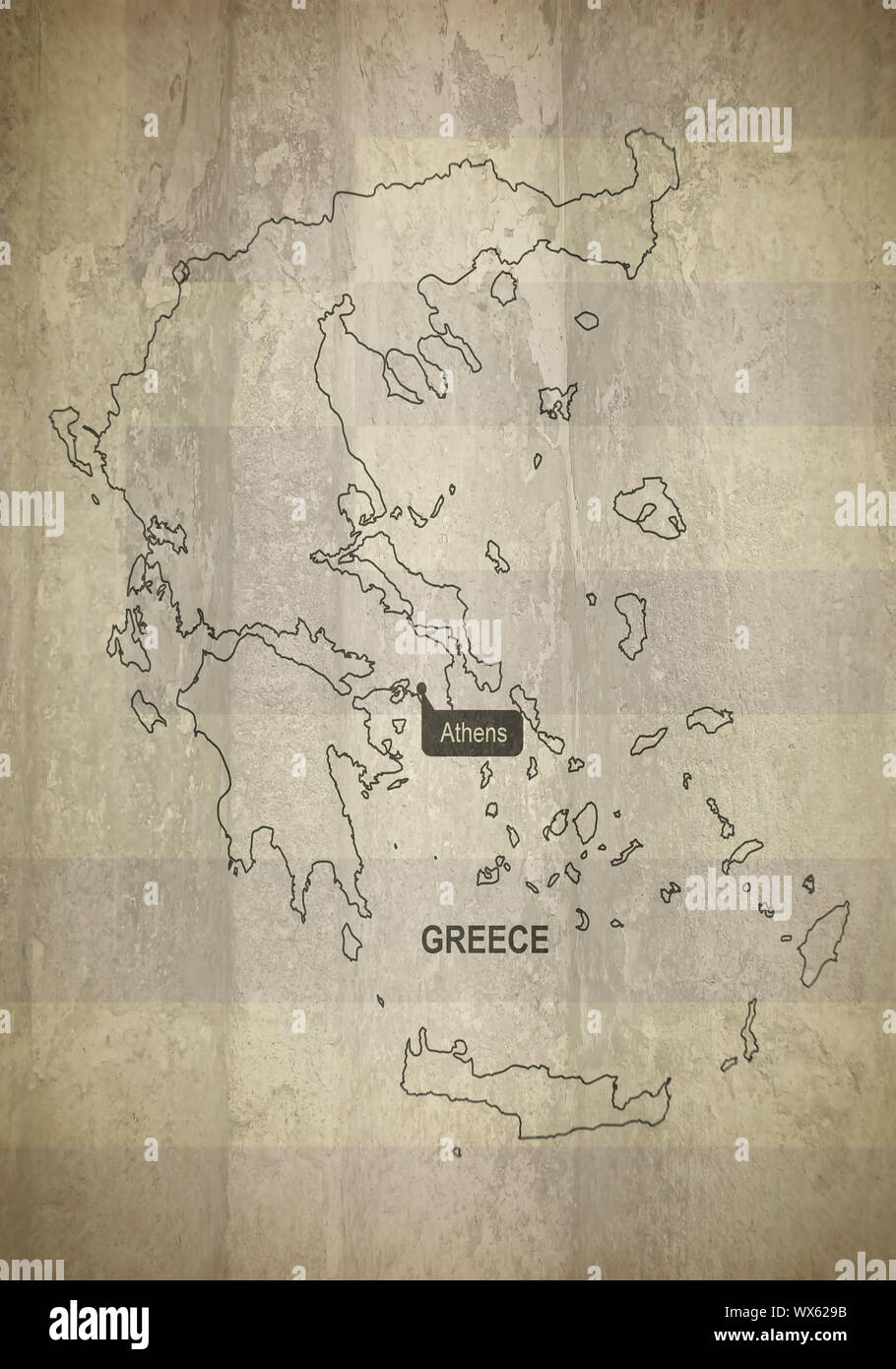 Greece map on concrete background, texture, blurred image, illustration ...
