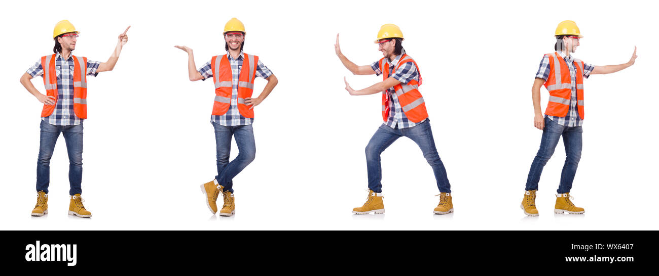 Industrial worker isolated on white Stock Photo - Alamy