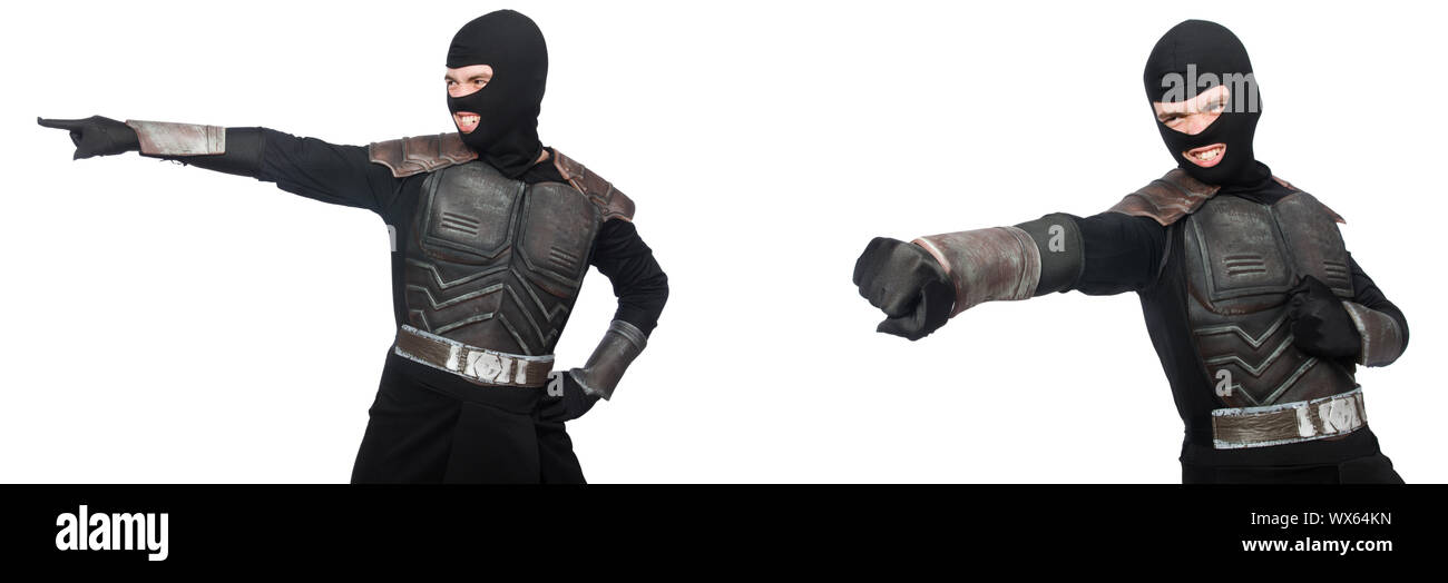 Young funny man in armour suit Stock Photo - Alamy