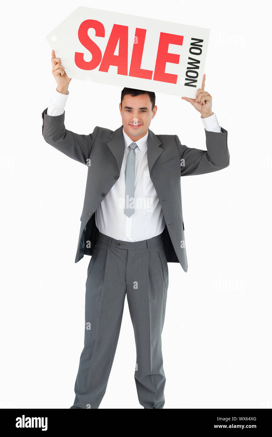 Person with sign above their head Cut Out Stock Images & Pictures - Alamy
