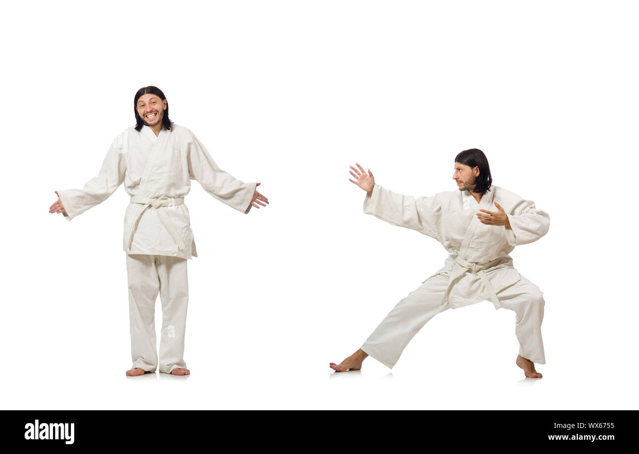 Karate fighter isolated on white Stock Photo - Alamy