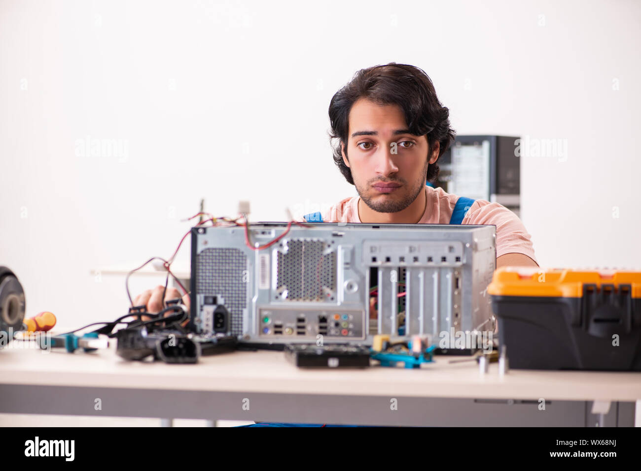 Upset engineer in computer center hi-res stock photography and images ...
