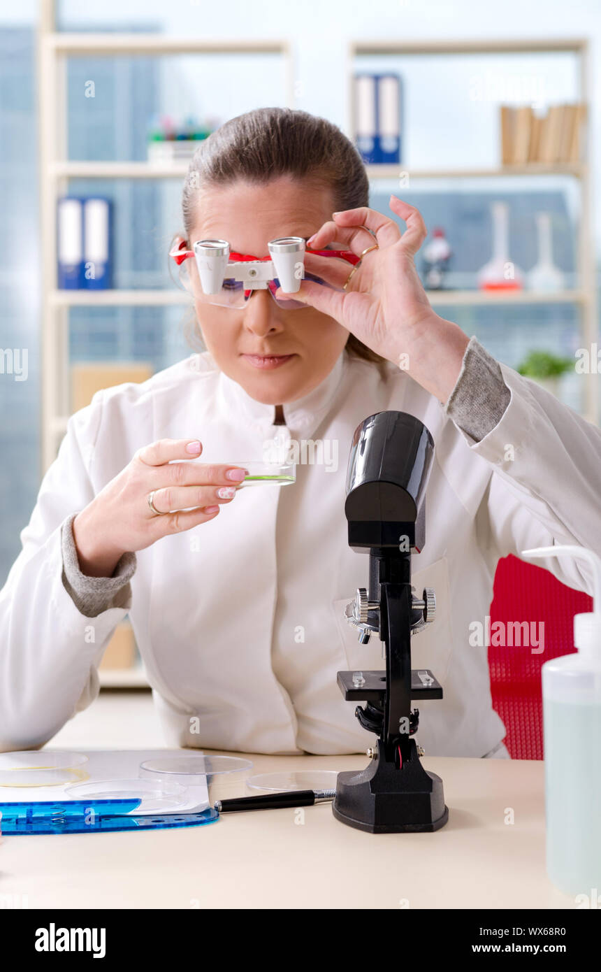 Female biotechnology scientist chemist working in the lab Stock Photo ...