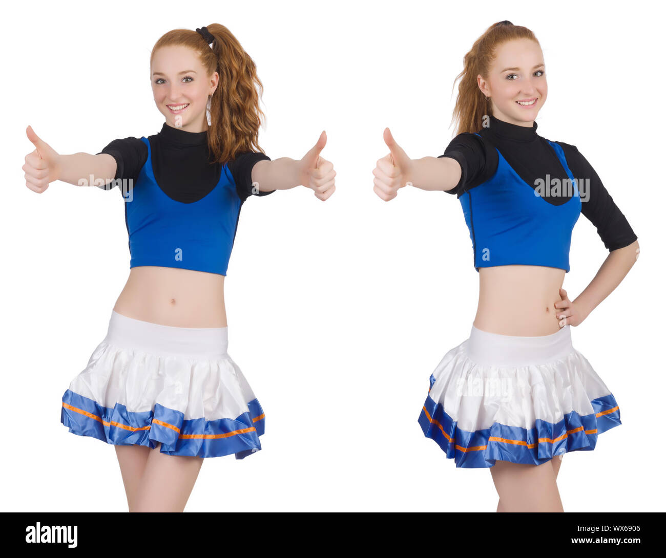 Cheerleader isolated on the white background Stock Photo - Alamy