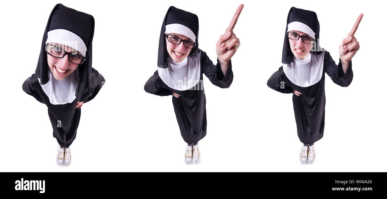 Funny nun isolated on the white background Stock Photo - Alamy