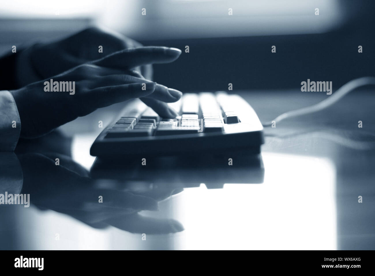 keyboard work hand background Stock Photo - Alamy
