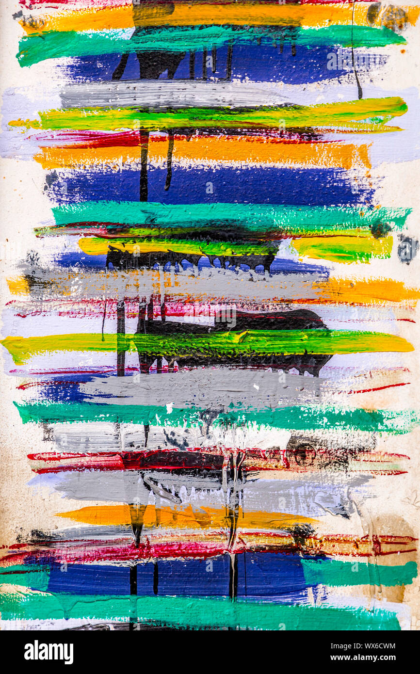 Random color stripes, brush strokes, urban wall detail background Stock ...