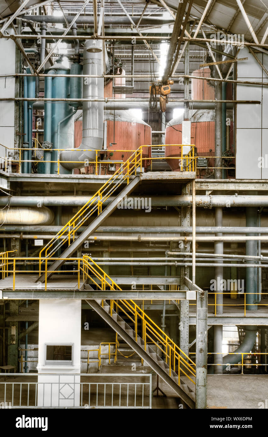 Construction of old factory interior with stair Stock Photo - Alamy