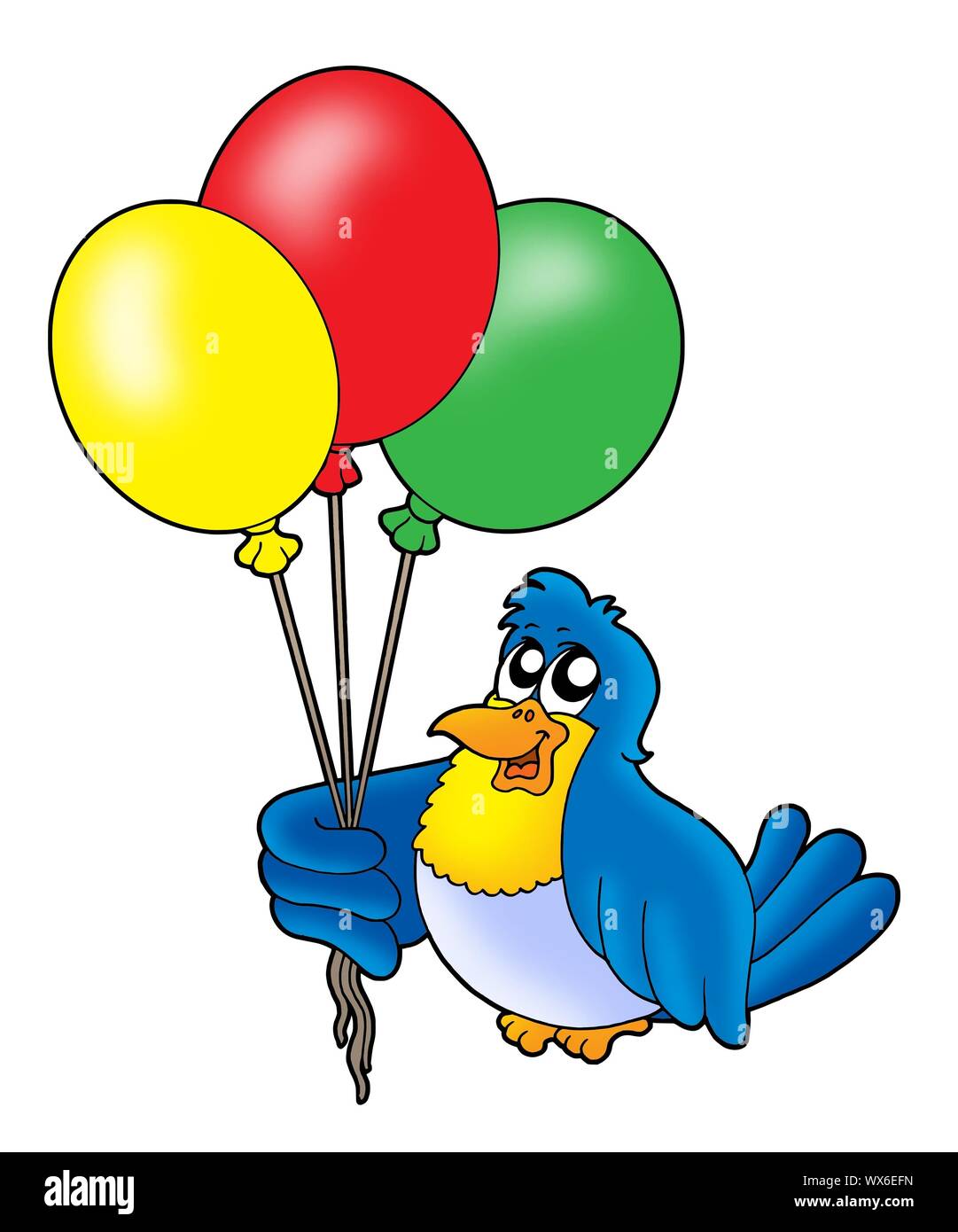 Bird with balloons - color illustration Stock Photo - Alamy