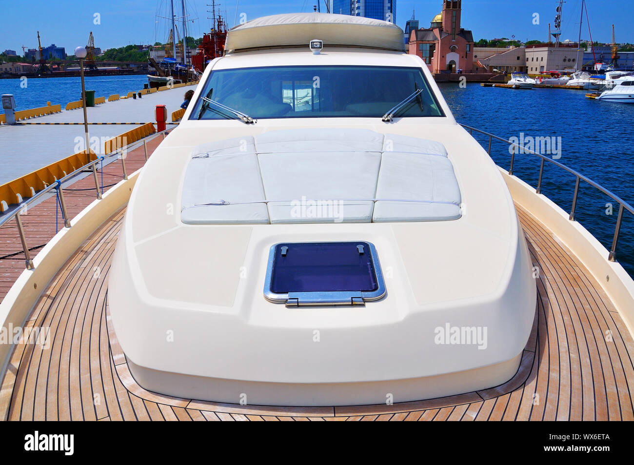 motor yacht front view from deck Stock Photo - Alamy