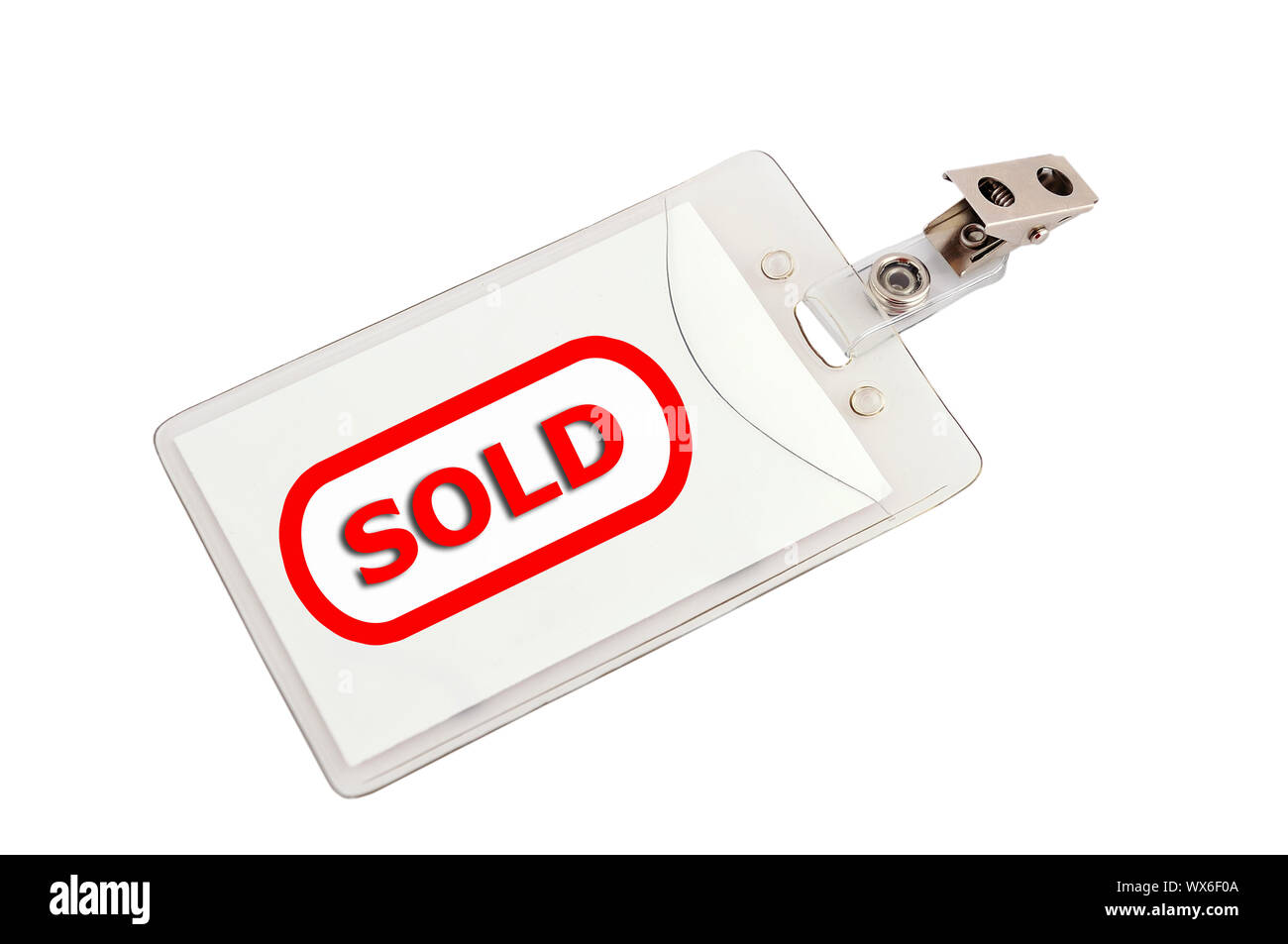 badge sold on a white background Stock Photo - Alamy
