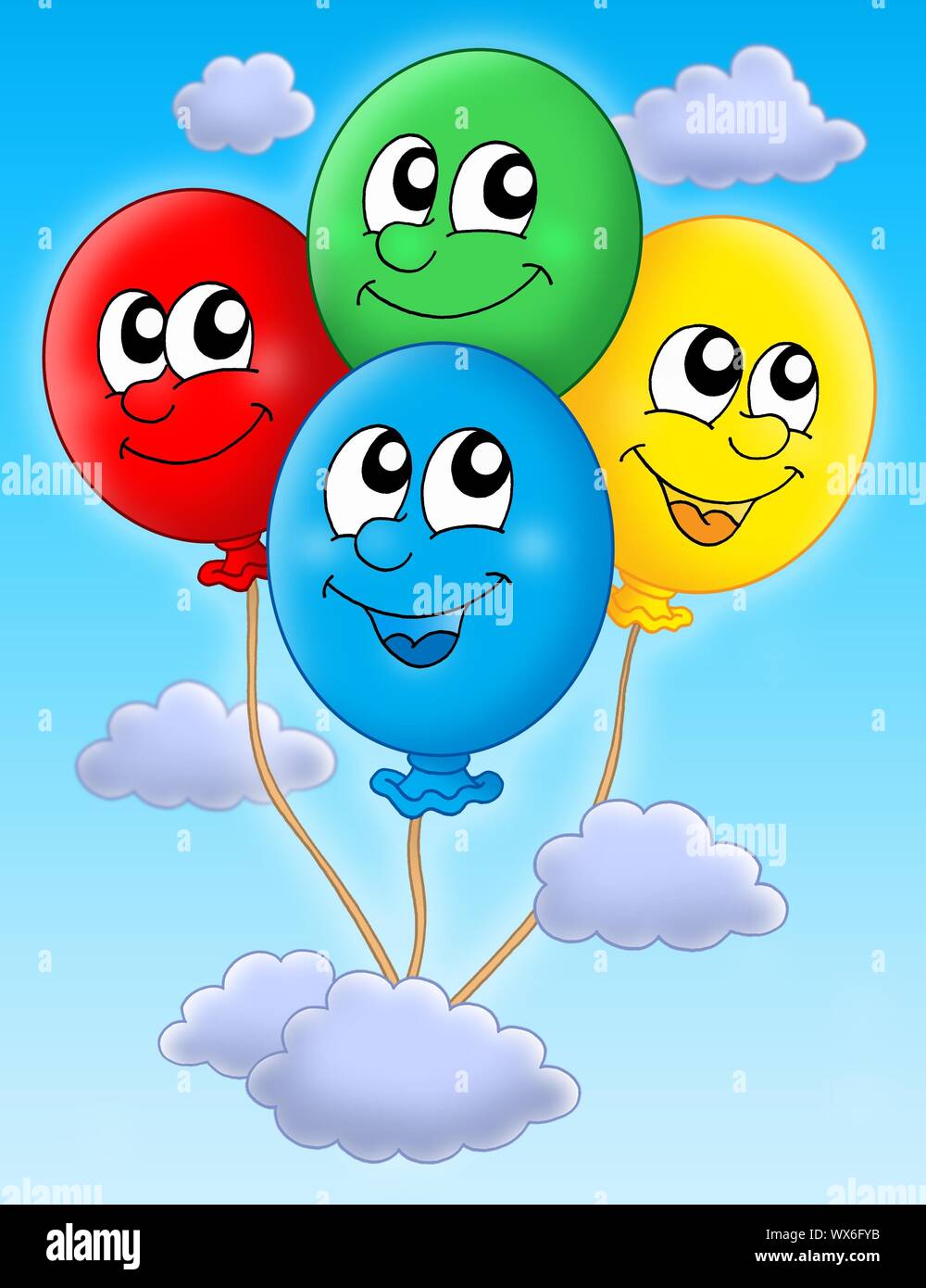Color illustration of four colorful balloons Stock Photo - Alamy
