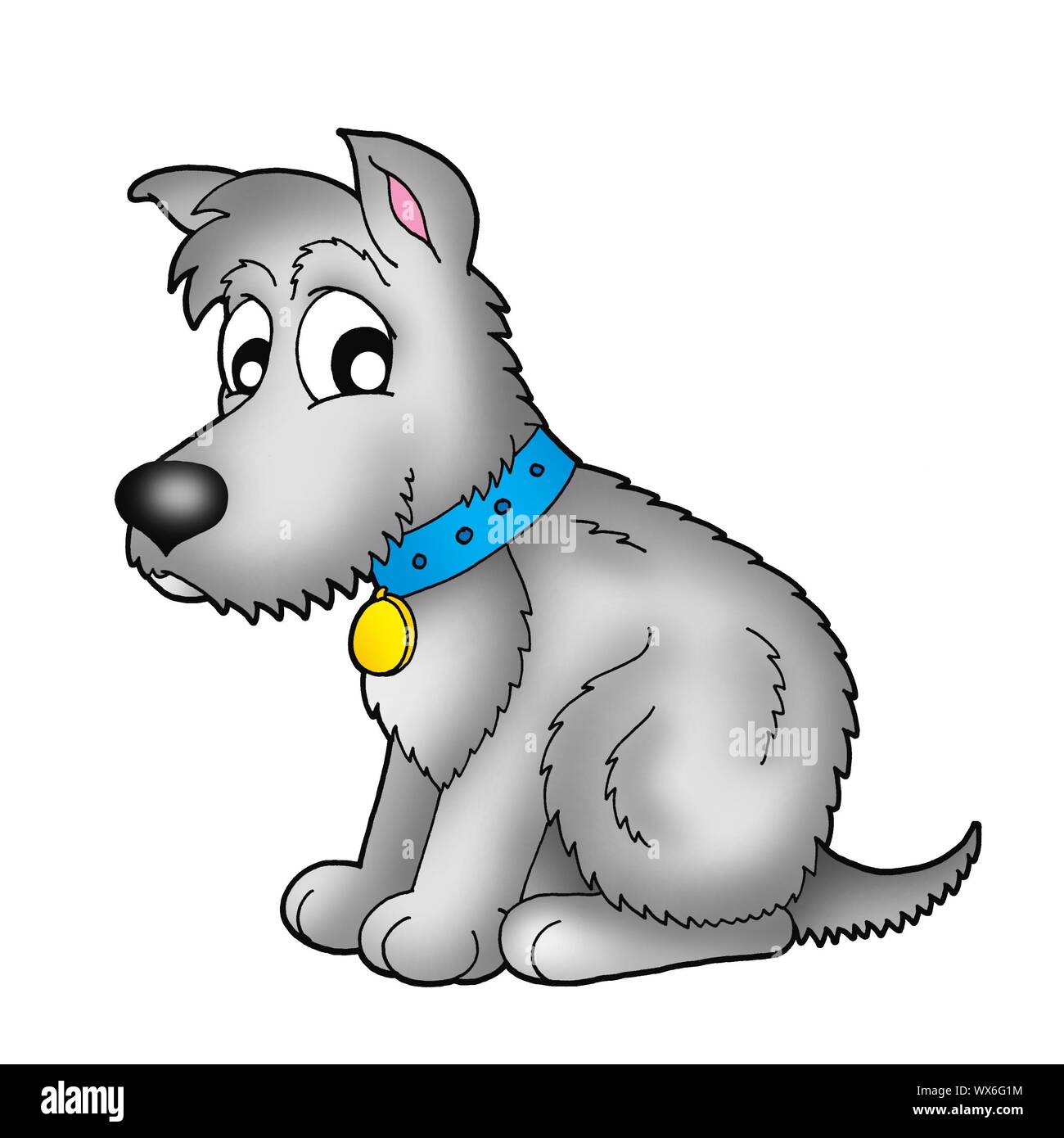 Cute grey dog - color illustration Stock Photo - Alamy