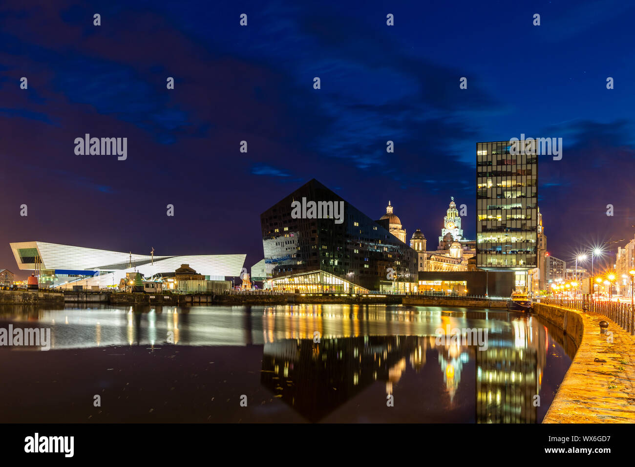 Liverpool Skyline Pier head sunset Stock Photo - Alamy