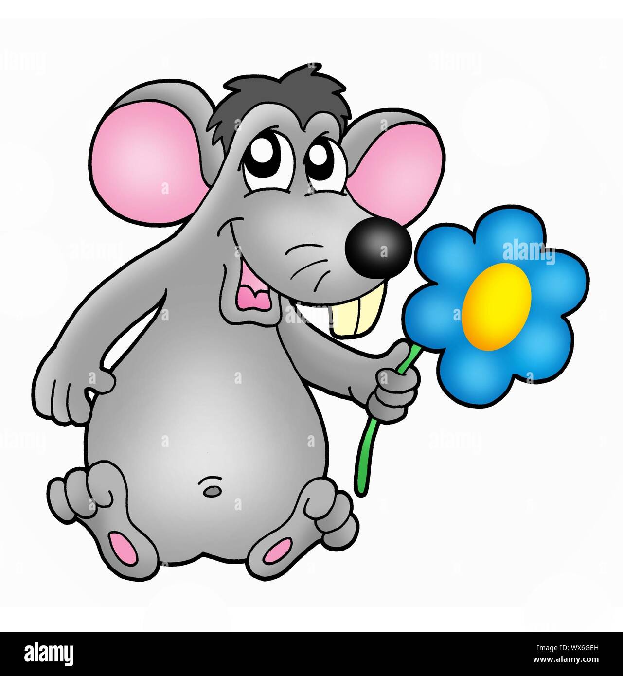 Color illustration of mouse with flower Stock Photo - Alamy