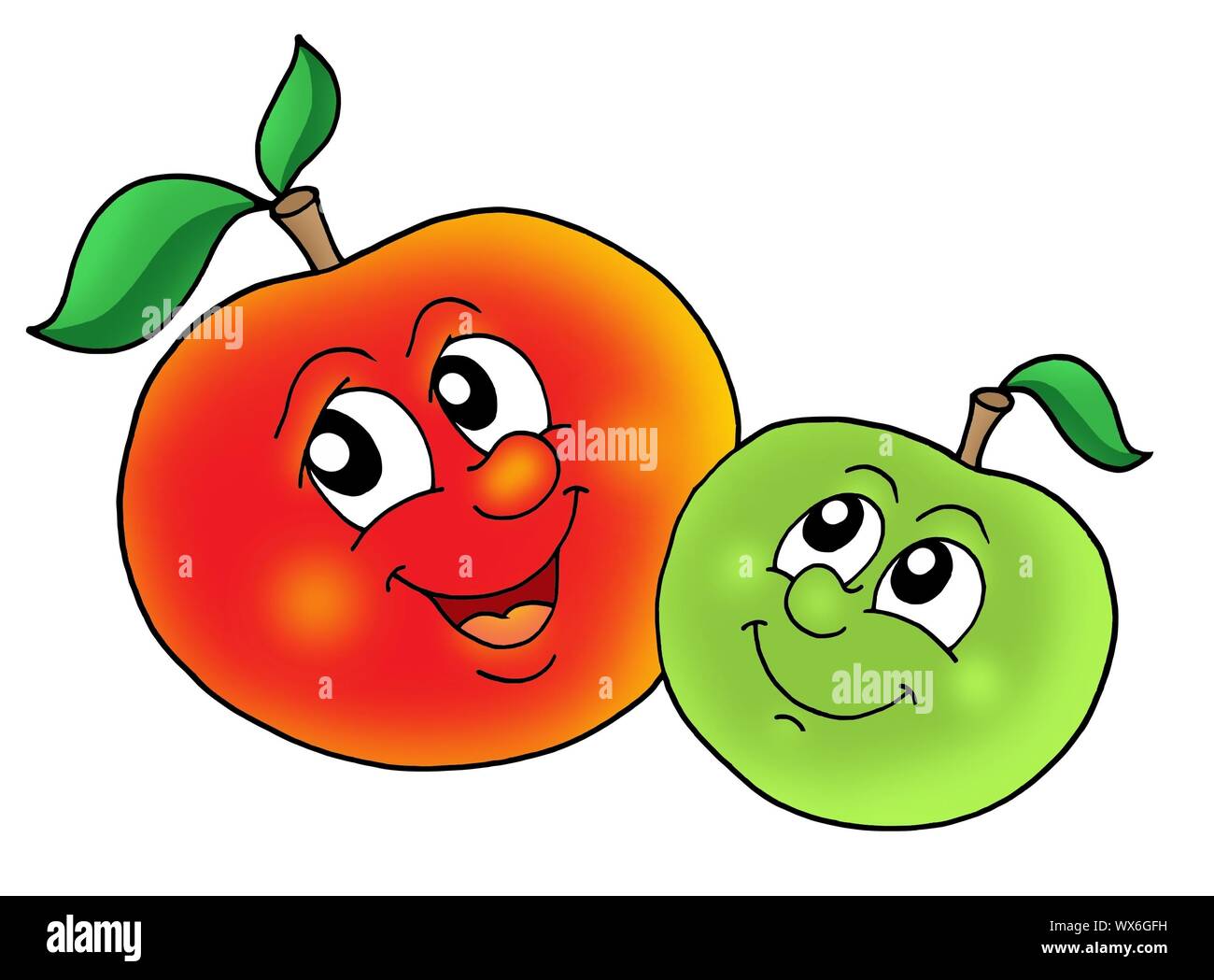 Pair of smiling apples - color illustration Stock Photo - Alamy