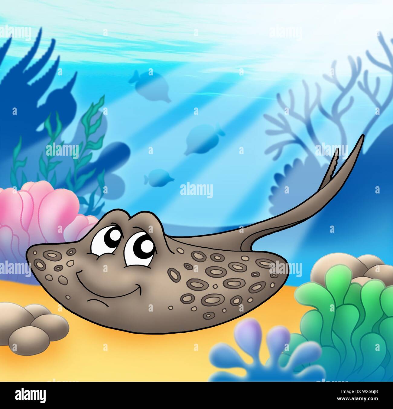 Ray in sea - color illustration Stock Photo - Alamy