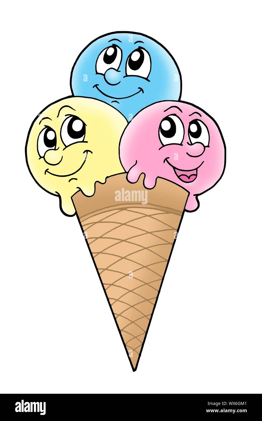 Smiling ice cream - color illustration Stock Photo - Alamy
