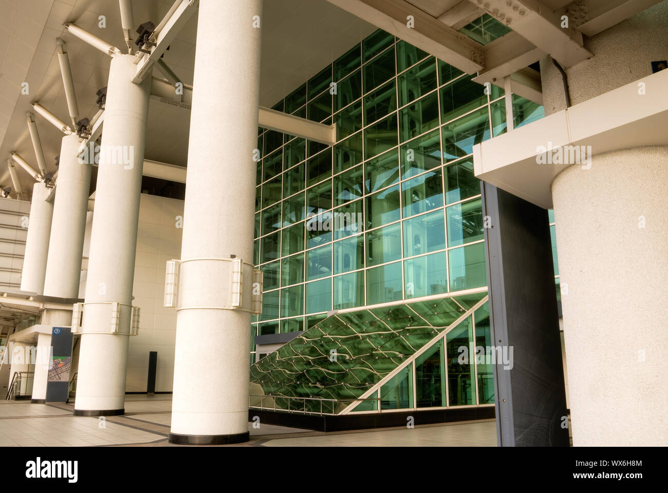 Modern architecture with glass in outside, train station Stock Photo ...