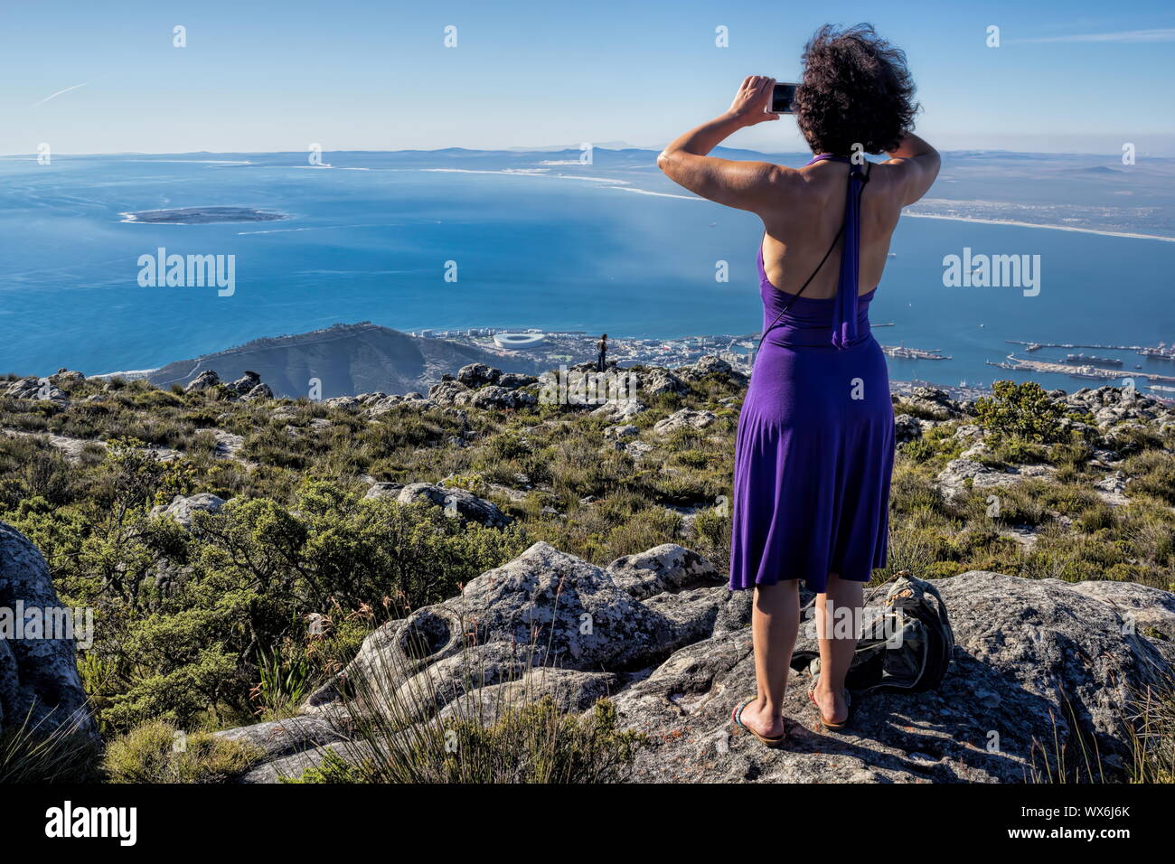 Table Mountain, view to Robben Island Stock Photo - Alamy
