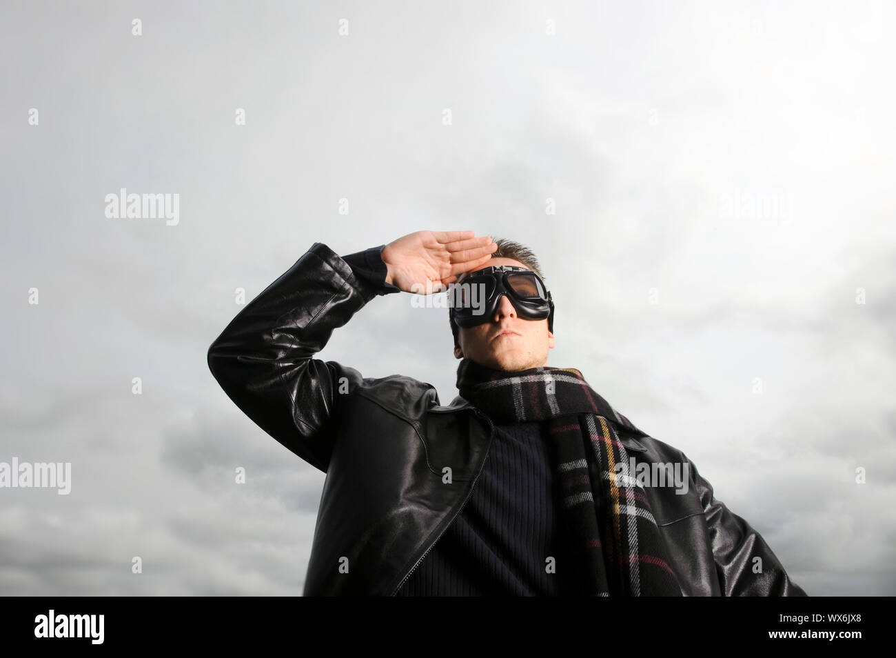 Male model poses as a pilot Stock Photo - Alamy