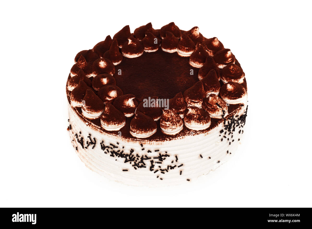 Delicious coffee Moka Cake on white isolated background Stock Photo - Alamy