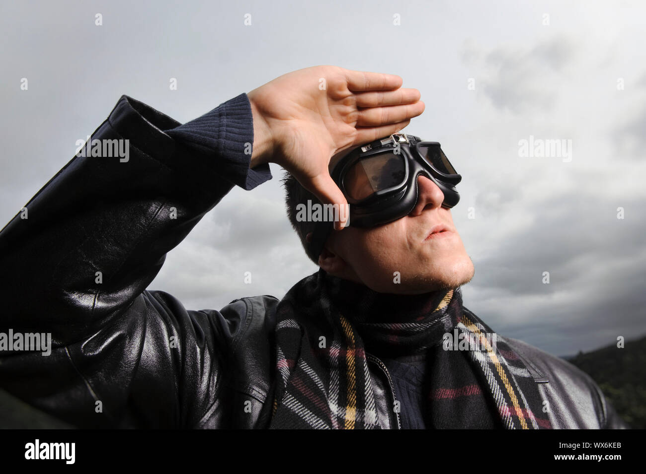 Male model poses as a pilot Stock Photo - Alamy