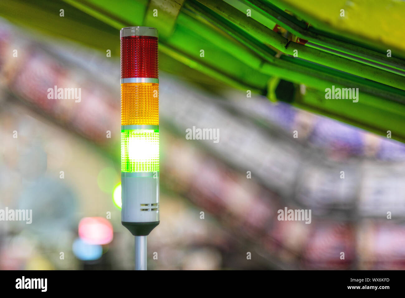 Warning lights alarm at Automated Machinery Production in Factory Stock ...